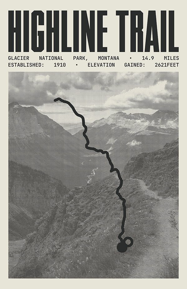 Highline Trail Poster | Glacier National Park Prints – Park-Poster