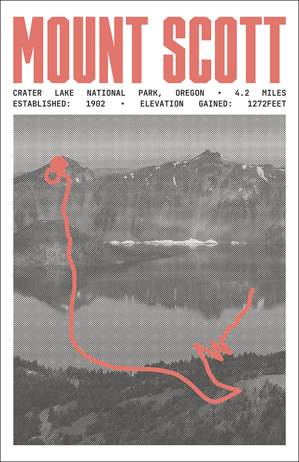 Mount Scott Trail Poster | Crater Lake National Prints – Park-Poster